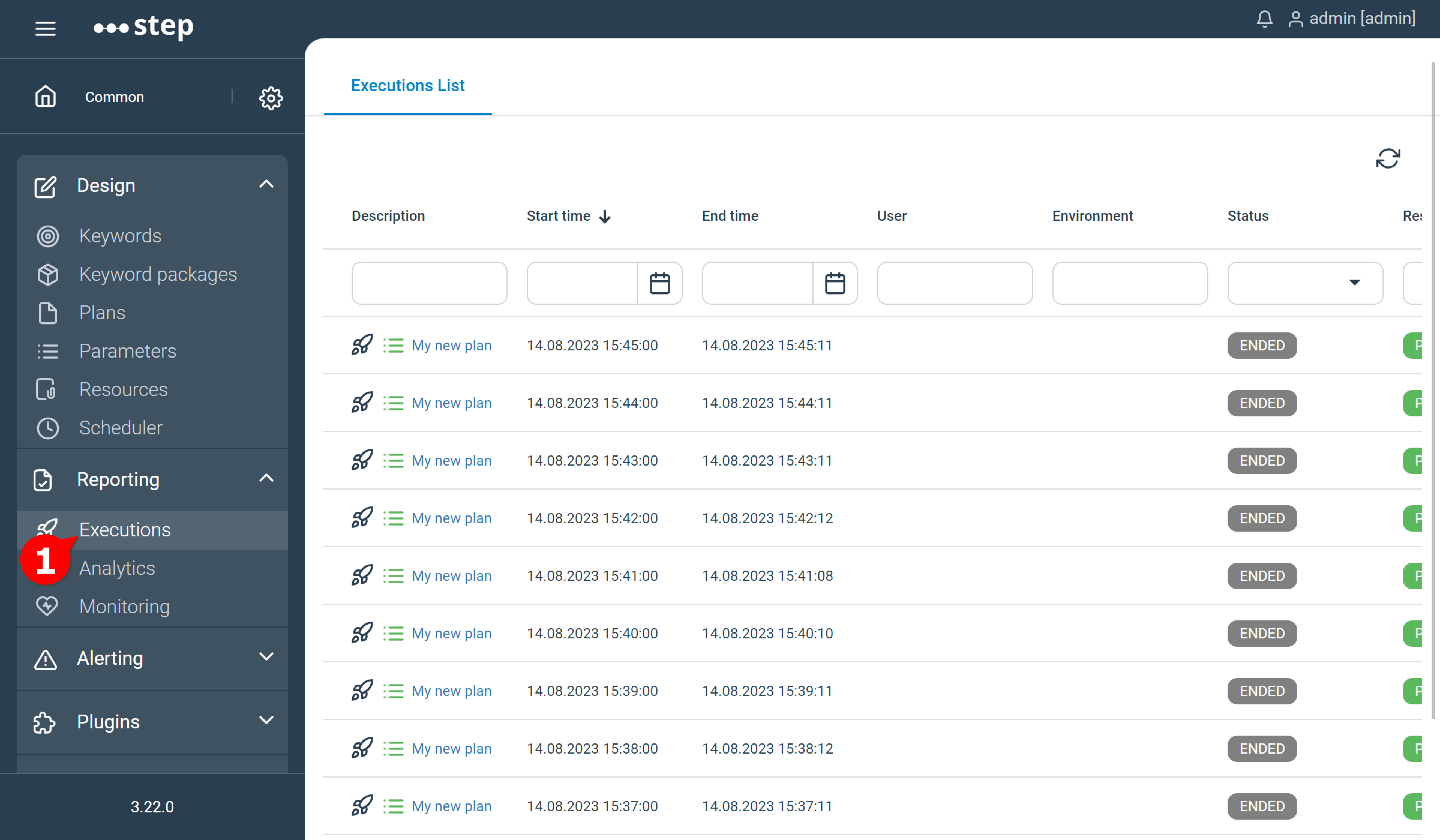 Executions | Exense Resource Repository
