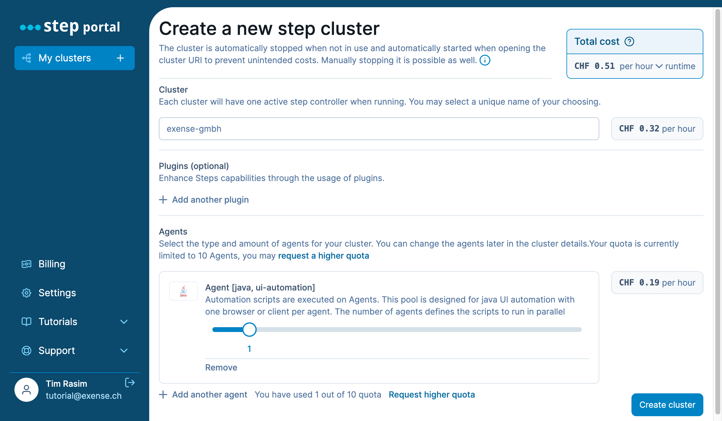 Step SaaS quick setup | Exense Resource Repository