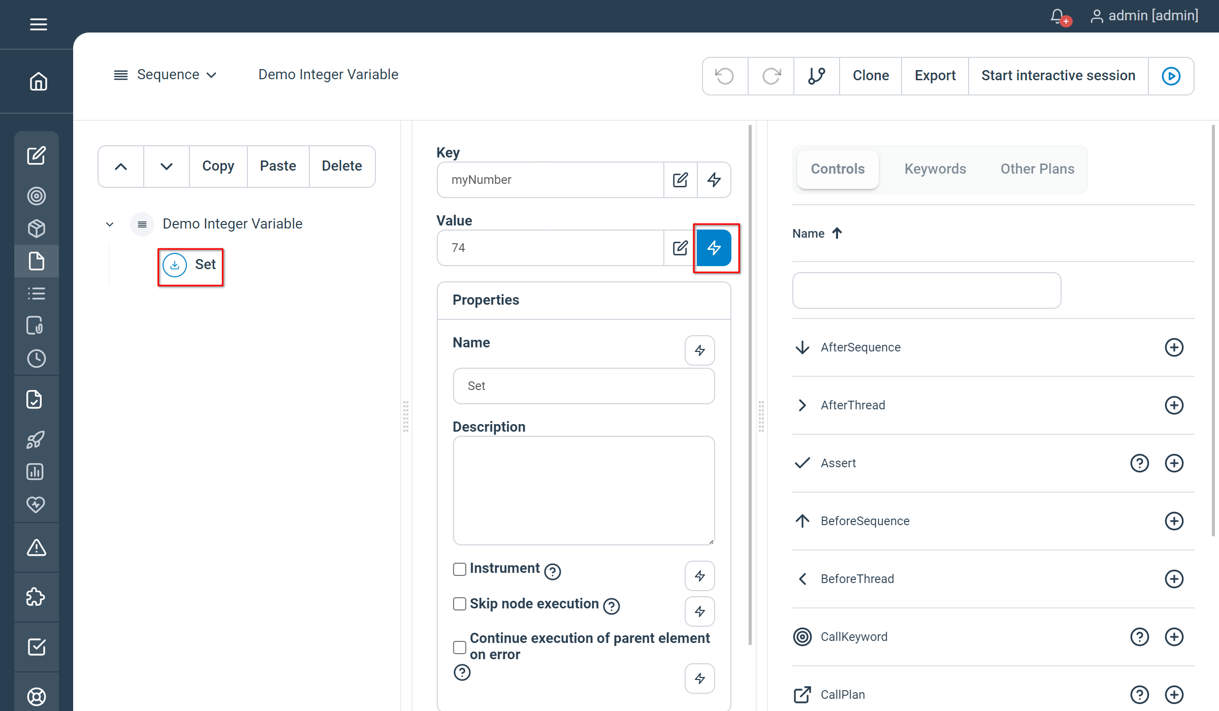 Using variables in Plans | Exense Resource Repository